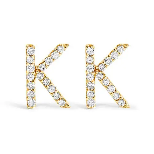 HAUS OF BRILLIANCE 10k Gold 1/10 Cttw Diamond Initial Stud Earring - Yellow Gold | K